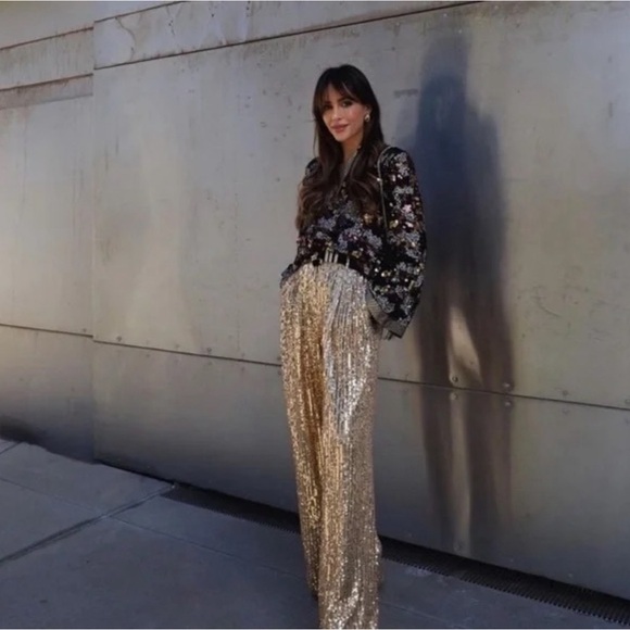 Pants & Jumpsuits | 982 High Rise Gold Sequins Classic Pants | Poshmark